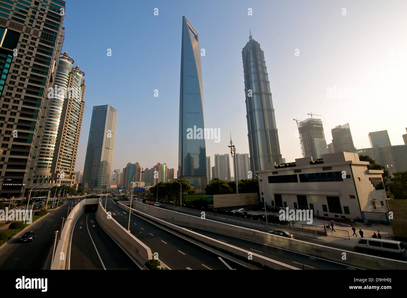 Shanghai modern infrastructure building from the freeway Stock Photo ...