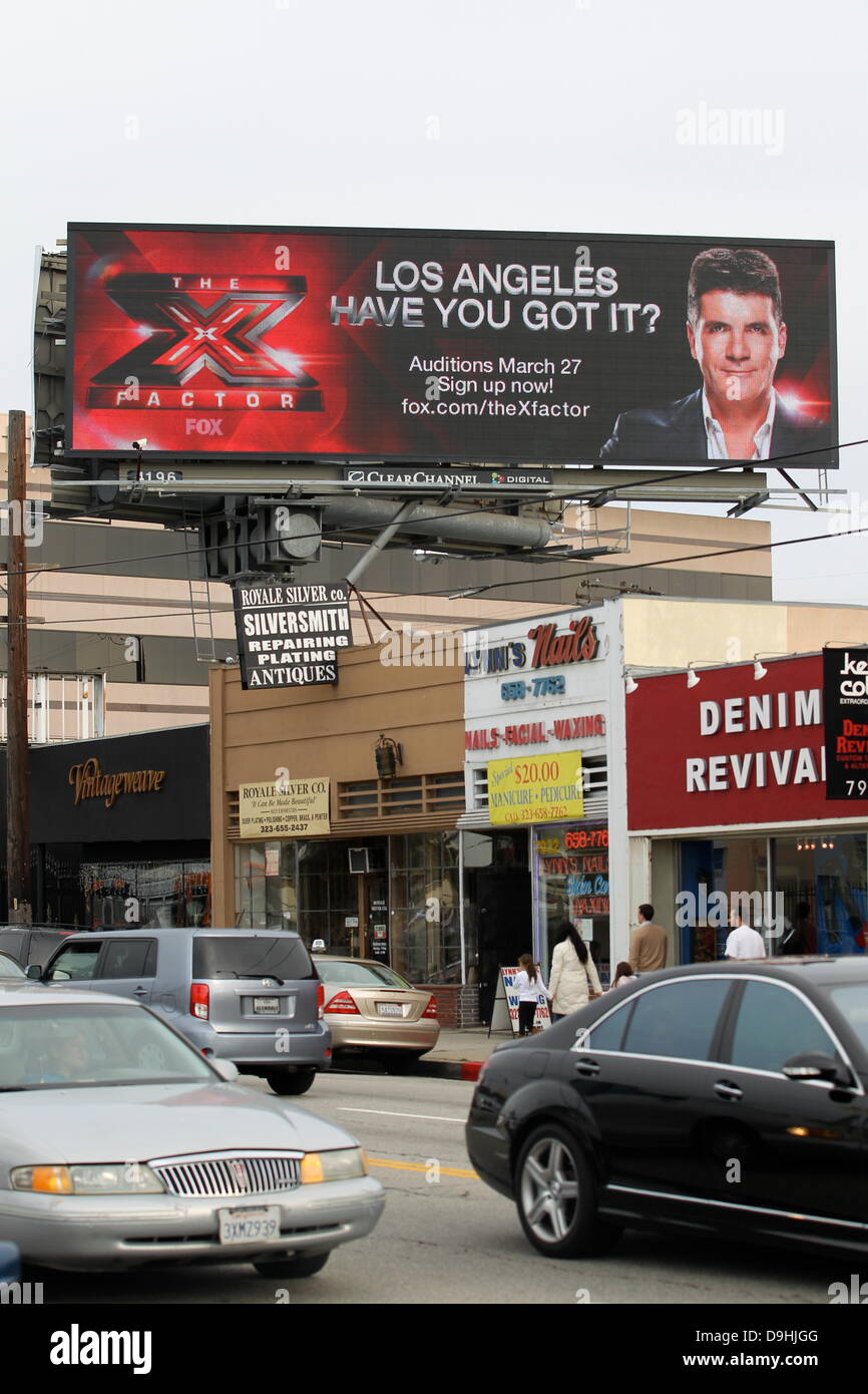 A billboard for the all new American version of 'The X Factor' with ...