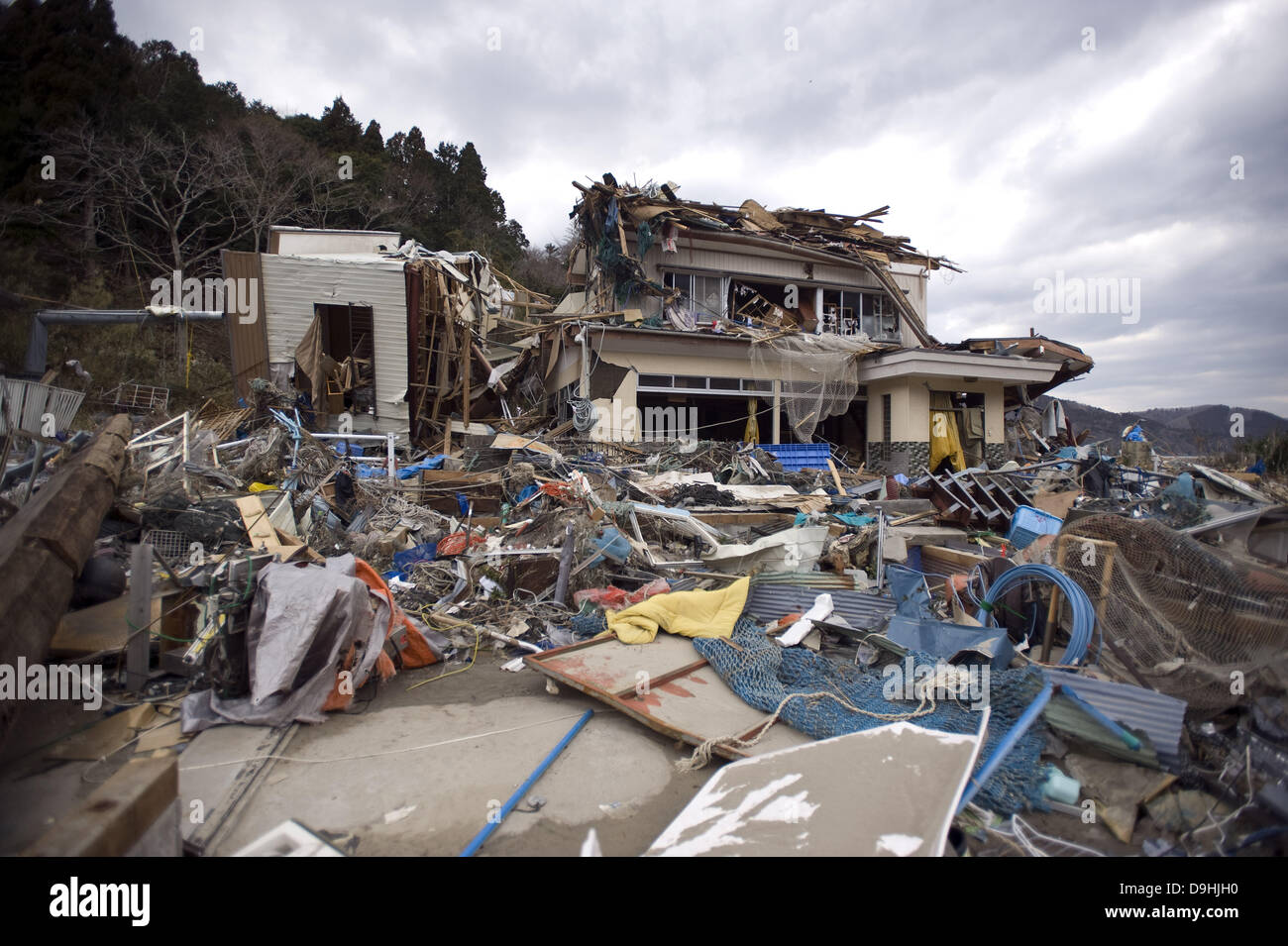 Photo shows the wrecked remains of Imeshi village, which was badly ...