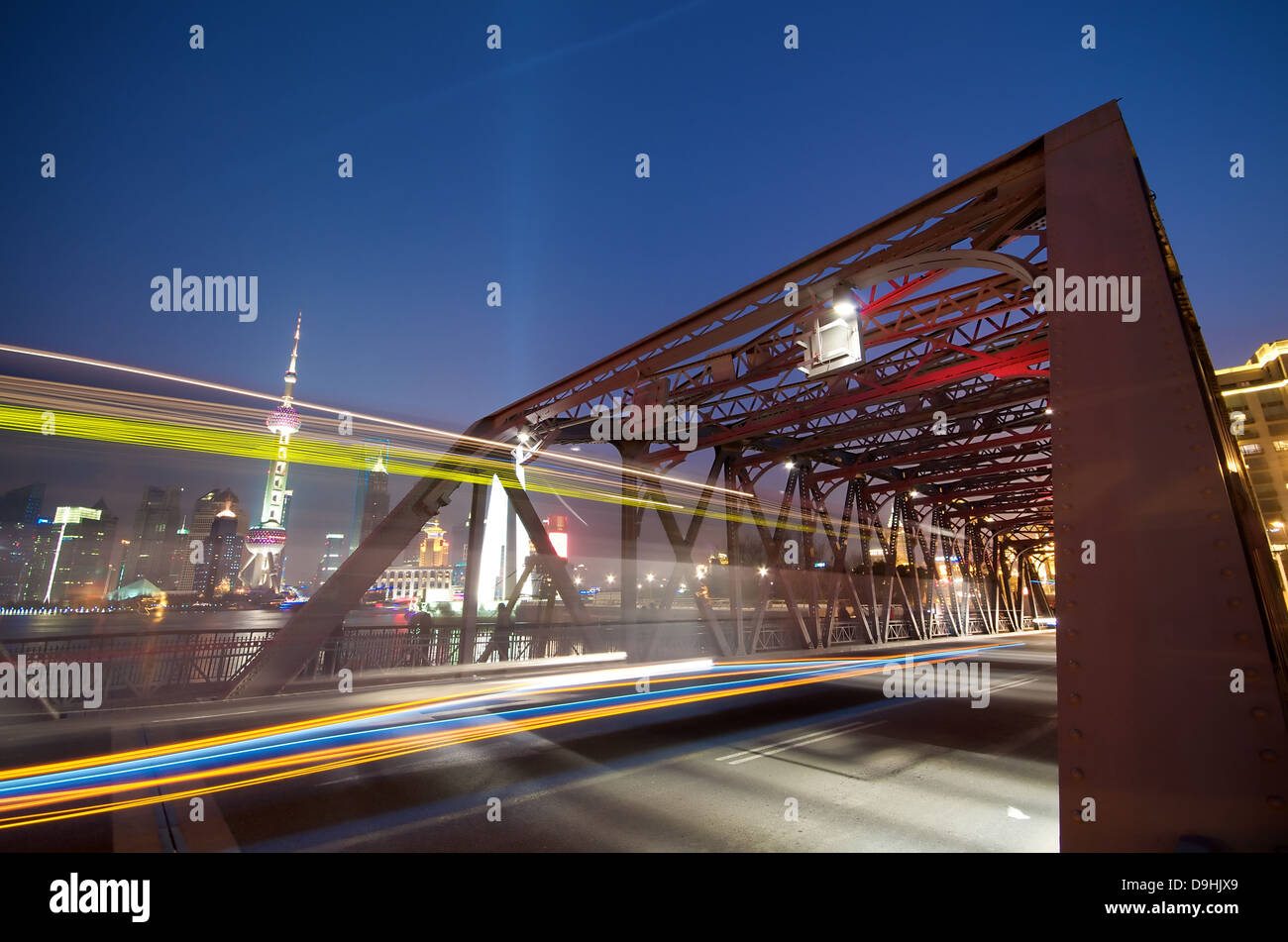 Shanghai Bridge Traffic at night Stock Photo - Alamy