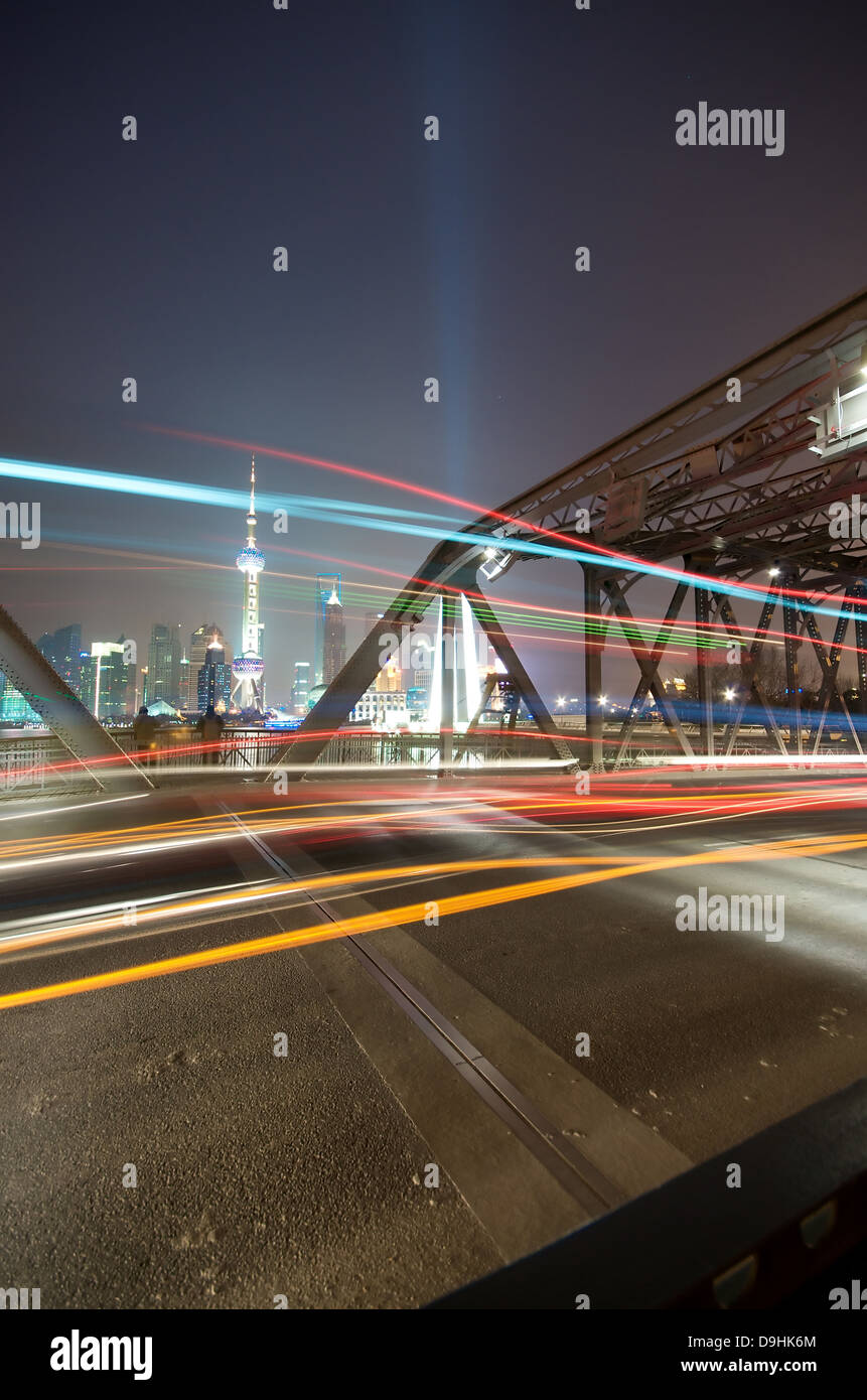 Shanghai Bridge Traffic at night Stock Photo - Alamy