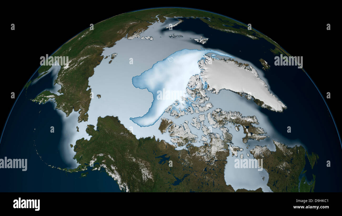Planet Earth showing sea ice coverage in 2012 Stock Photo - Alamy