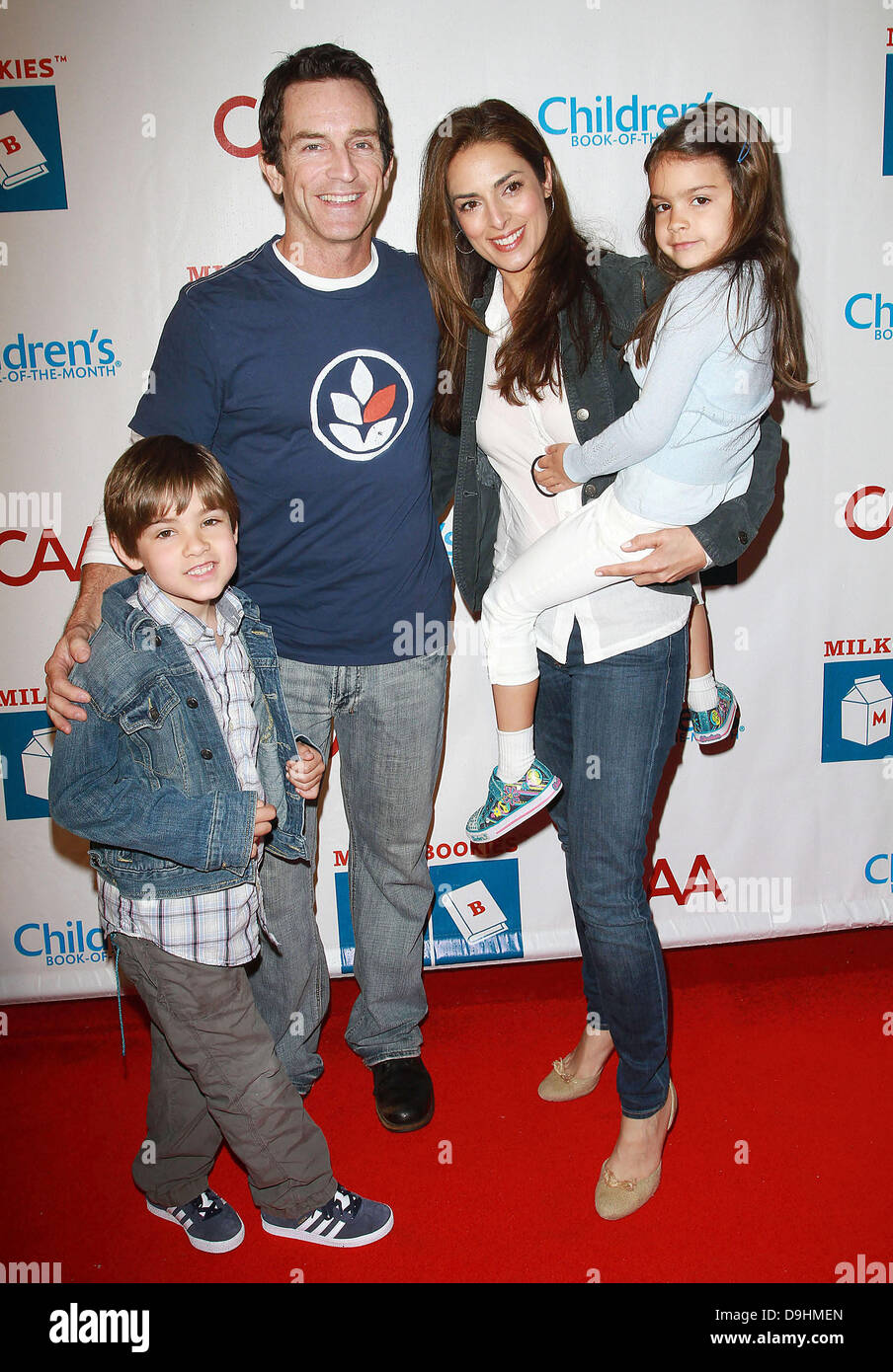 Jeff Probst, Lisa Russell and family at the 2nd Annual Milk and Bookies ...