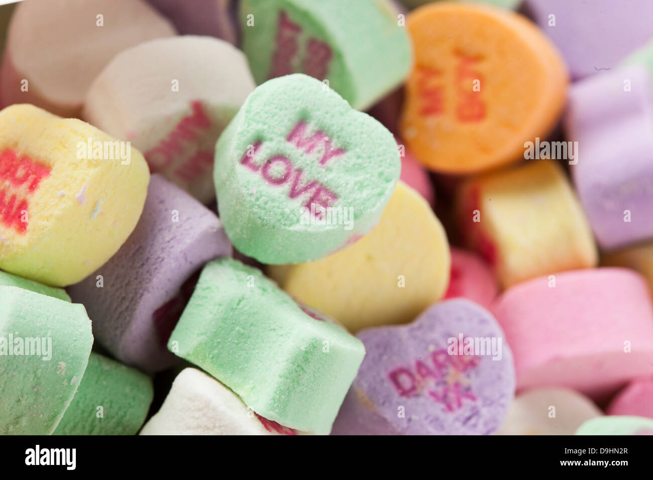 Colorful Conversation Hearts Candy for Valentines Day Stock Photo - Alamy