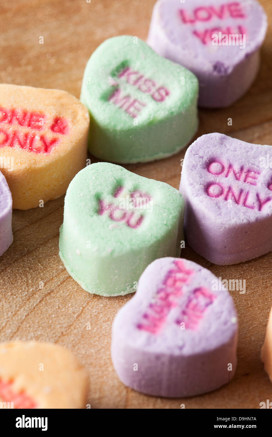Colorful Conversation Hearts Candy for Valentines Day Stock Photo - Alamy