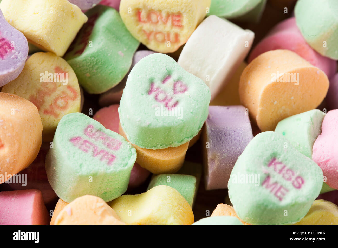 Colorful Conversation Hearts Candy for Valentines Day Stock Photo - Alamy