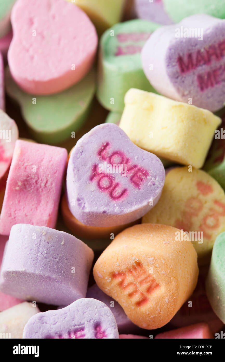 Colorful Conversation Hearts Candy for Valentines Day Stock Photo - Alamy