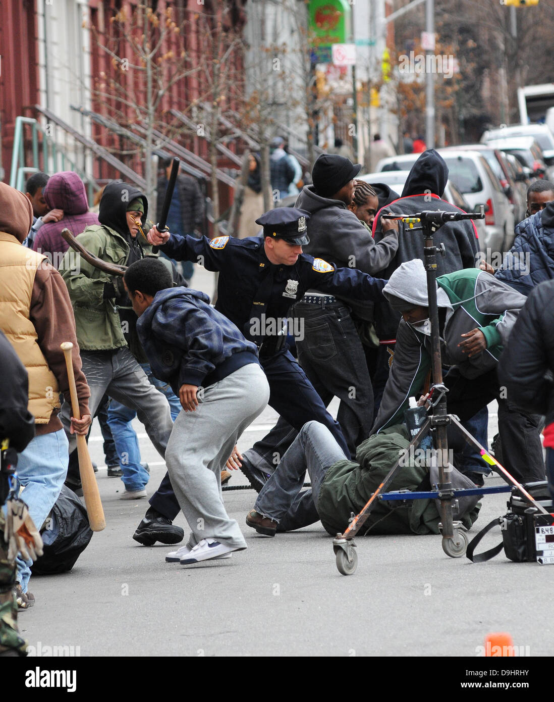 Atmosphere The cast of 'Rookies' filming on location in Manhattan New ...
