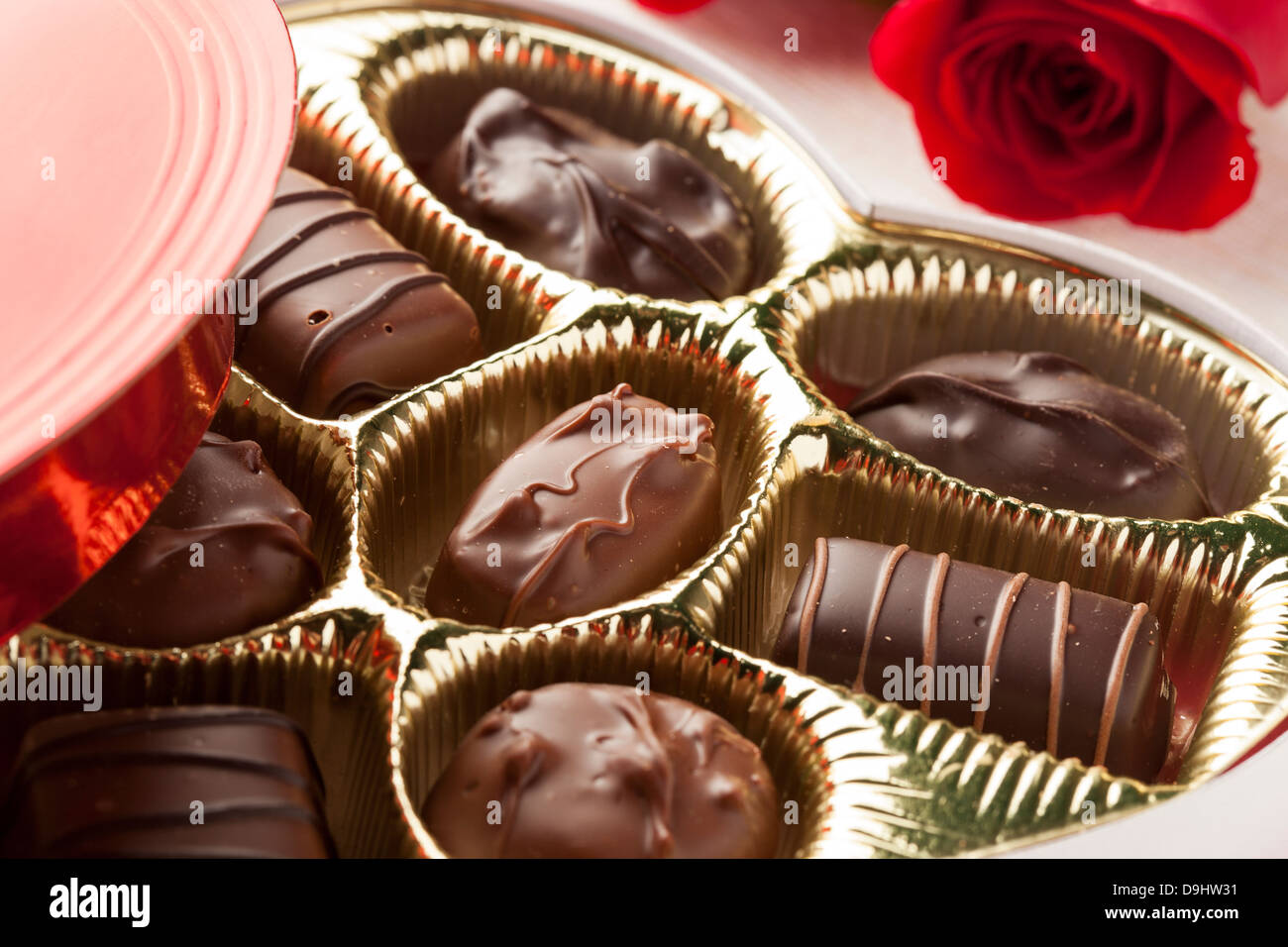 Box of Assorted Chocolates for Valentine's Day Stock Photo - Alamy