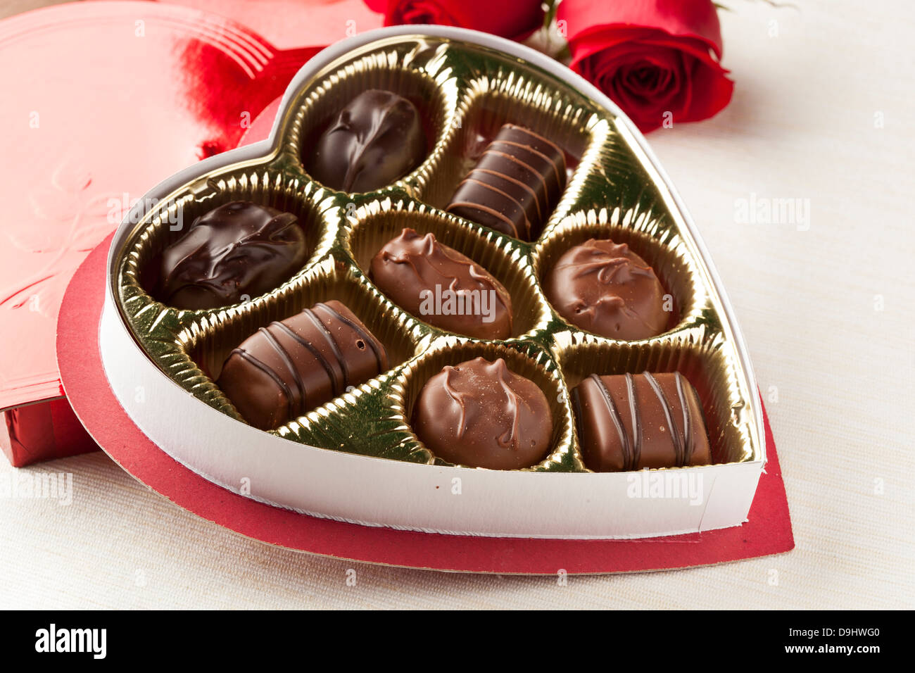 Box of Assorted Chocolates for Valentine's Day Stock Photo - Alamy