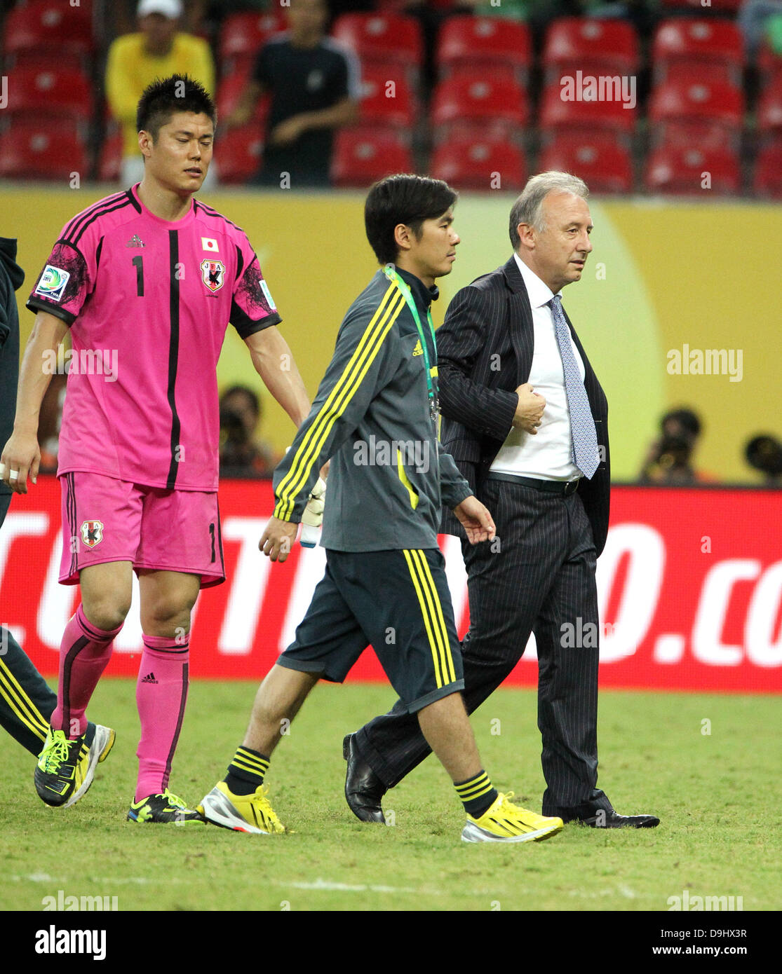 (R-L) Alberto Zaccheroni, Daisuke Yano, Eiji Kawashima (JPN), JUNE 19, 2013 - Football / Soccer ...