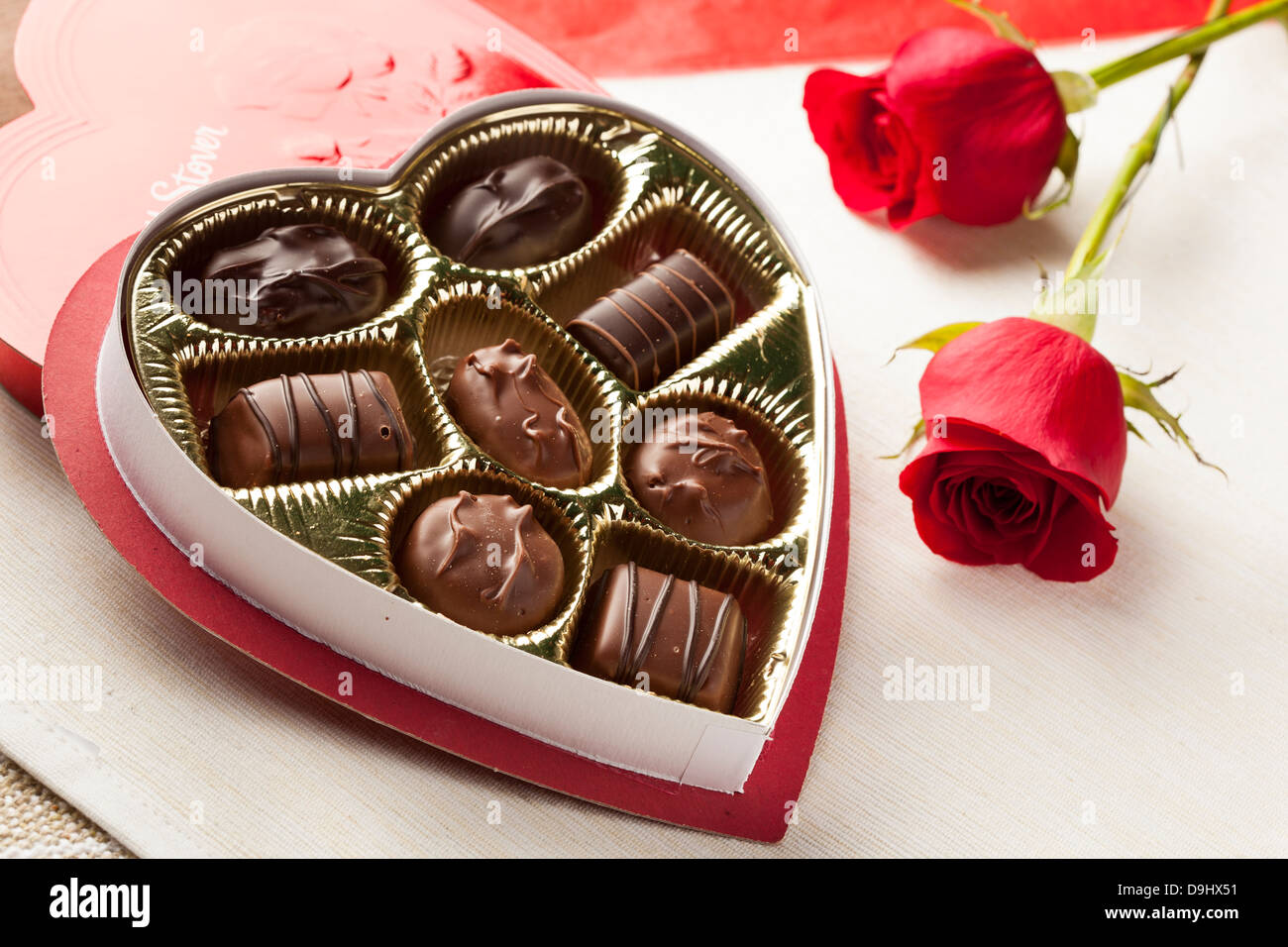 Box of Assorted Chocolates for Valentine's Day Stock Photo - Alamy
