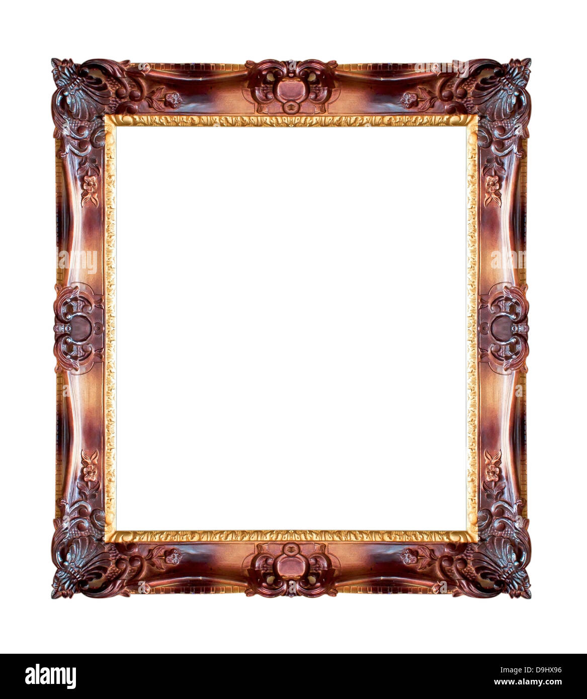 Ancient wooden frame isolated on white background Stock Photo - Alamy