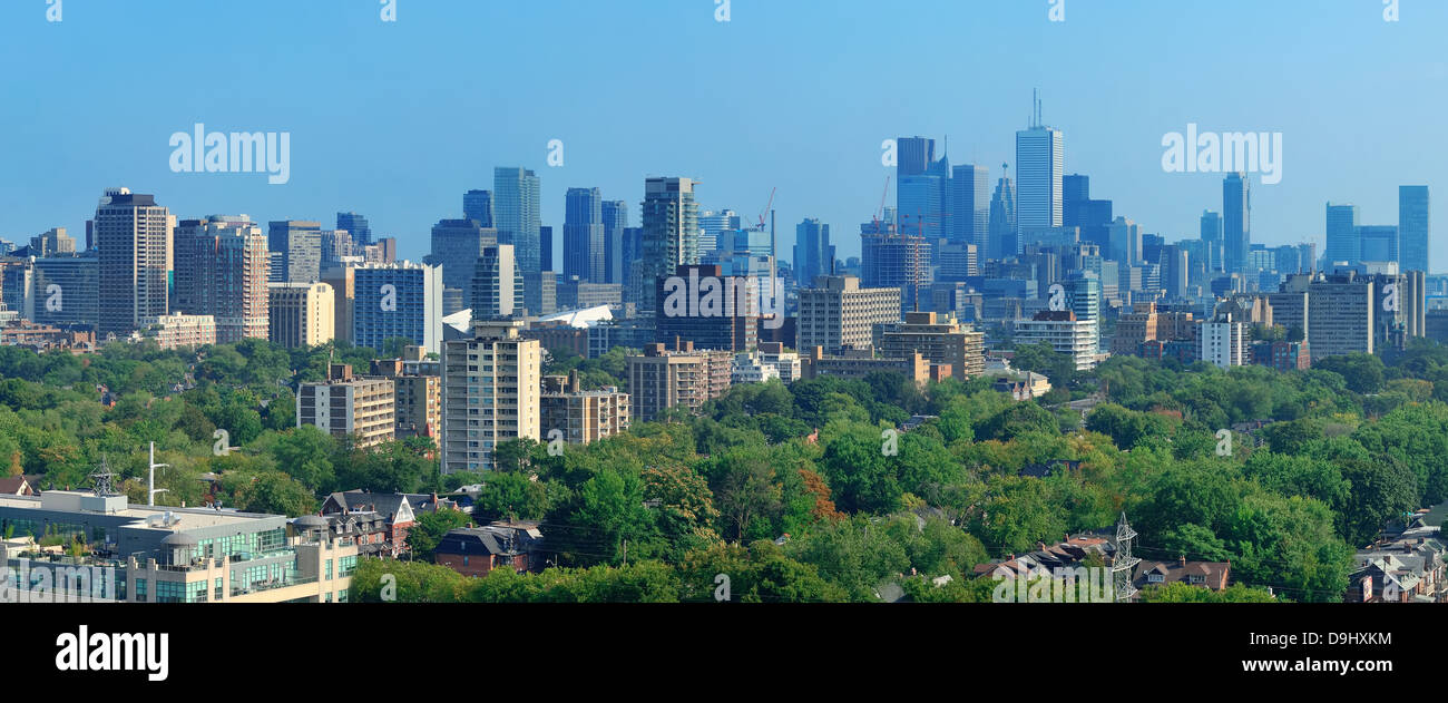 Toronto skyline panorama with urban architecture and blue sky Stock ...