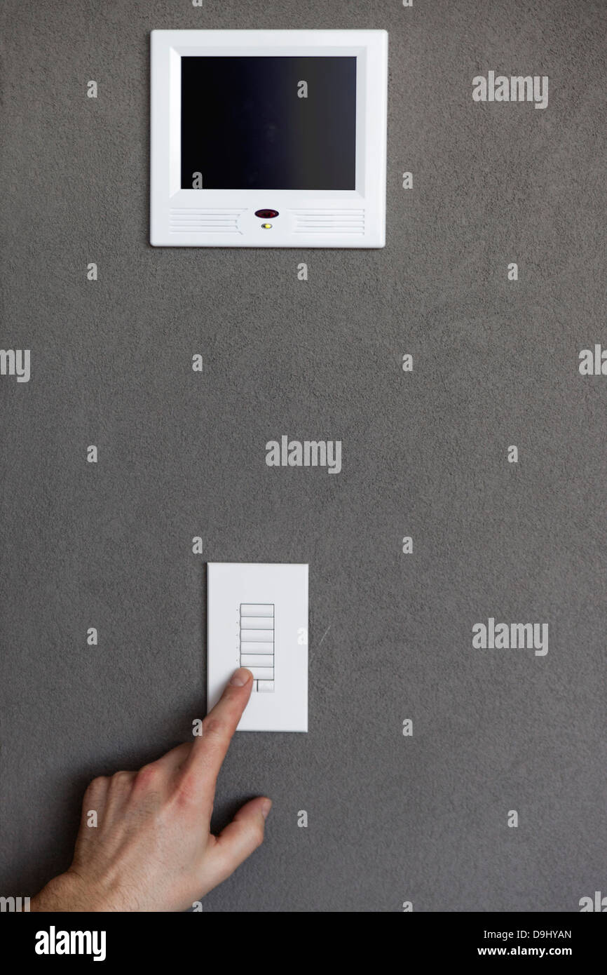 Control panel switches hand hi-res stock photography and images - Alamy