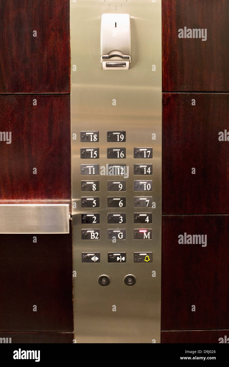 Close-up of control panel of an elevator Stock Photo - Alamy