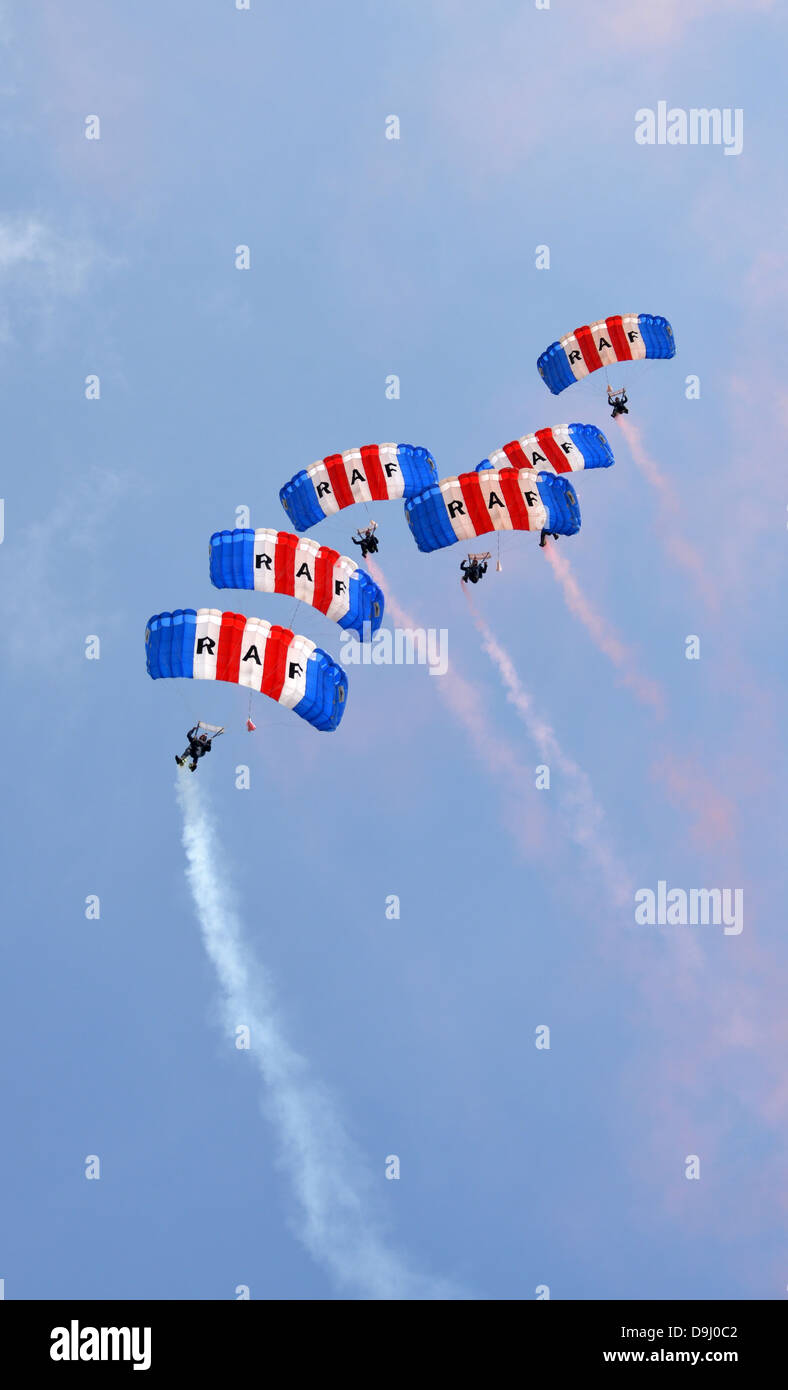 RAF Falcons Parachute Display Team at Cosford Air Show -1 Stock Photo ...