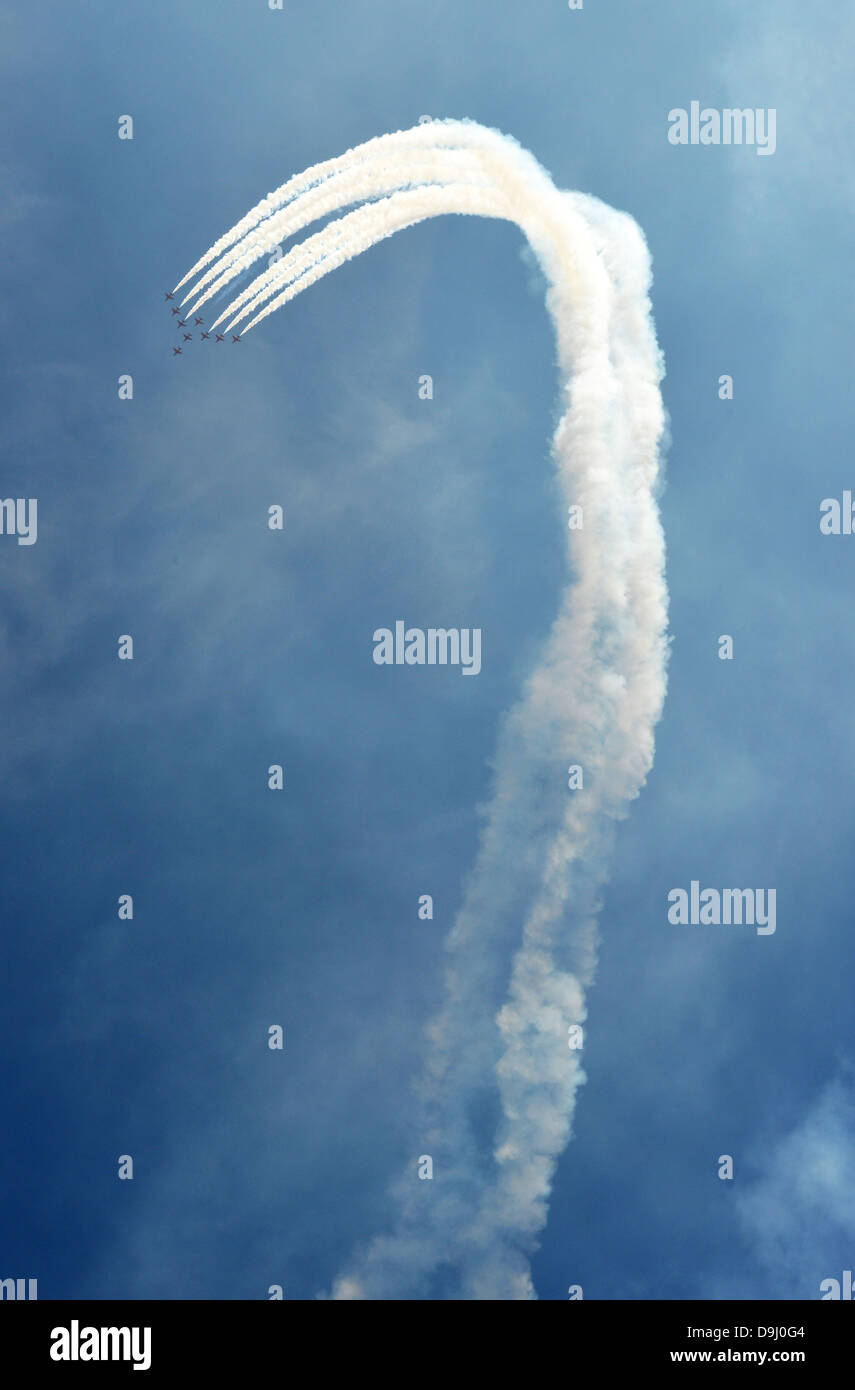 The Red Arrows Royal Air Force Acrobatic Team over Cosford -2 Stock ...