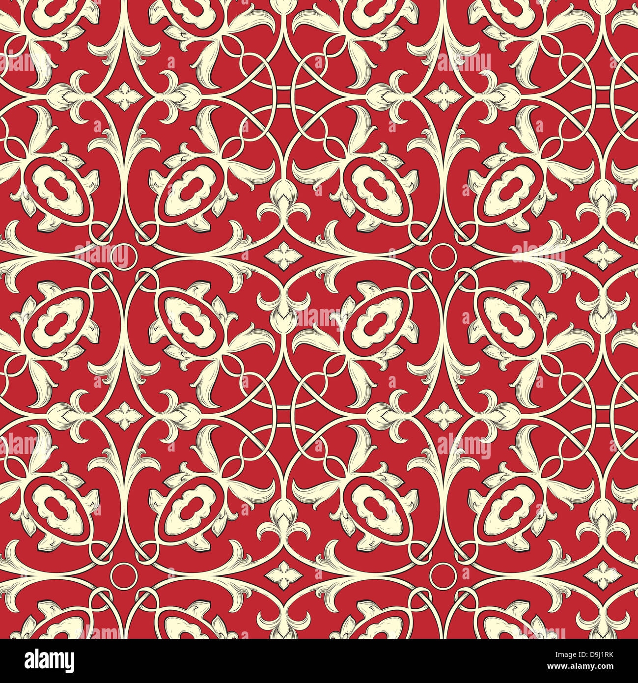 Vector. Seamless damask pattern Stock Photo - Alamy