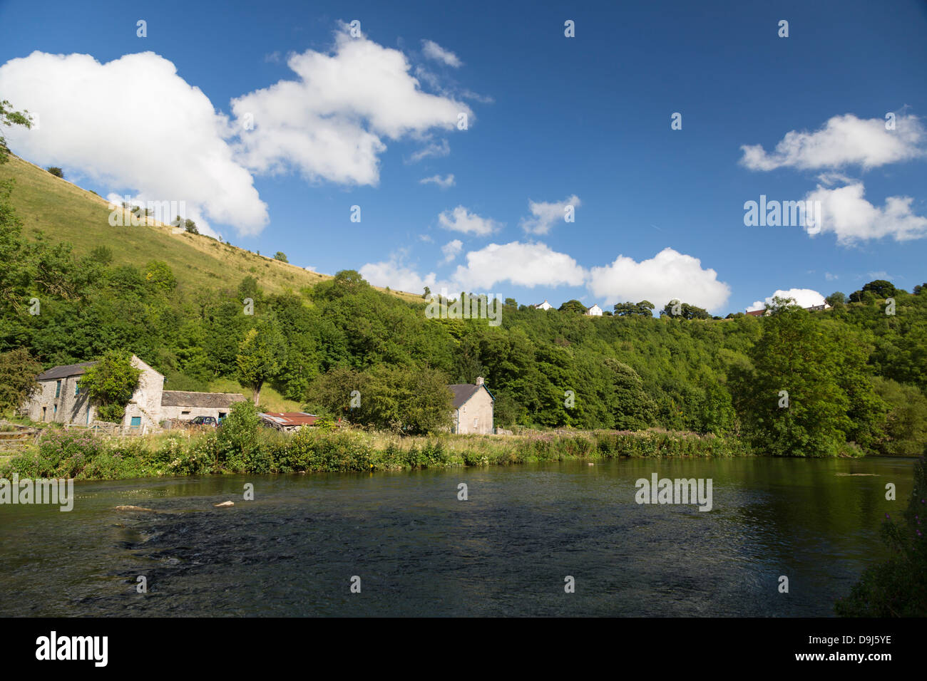 Monsal dale Weir and the River Wye flowing through the Derbyshire ...