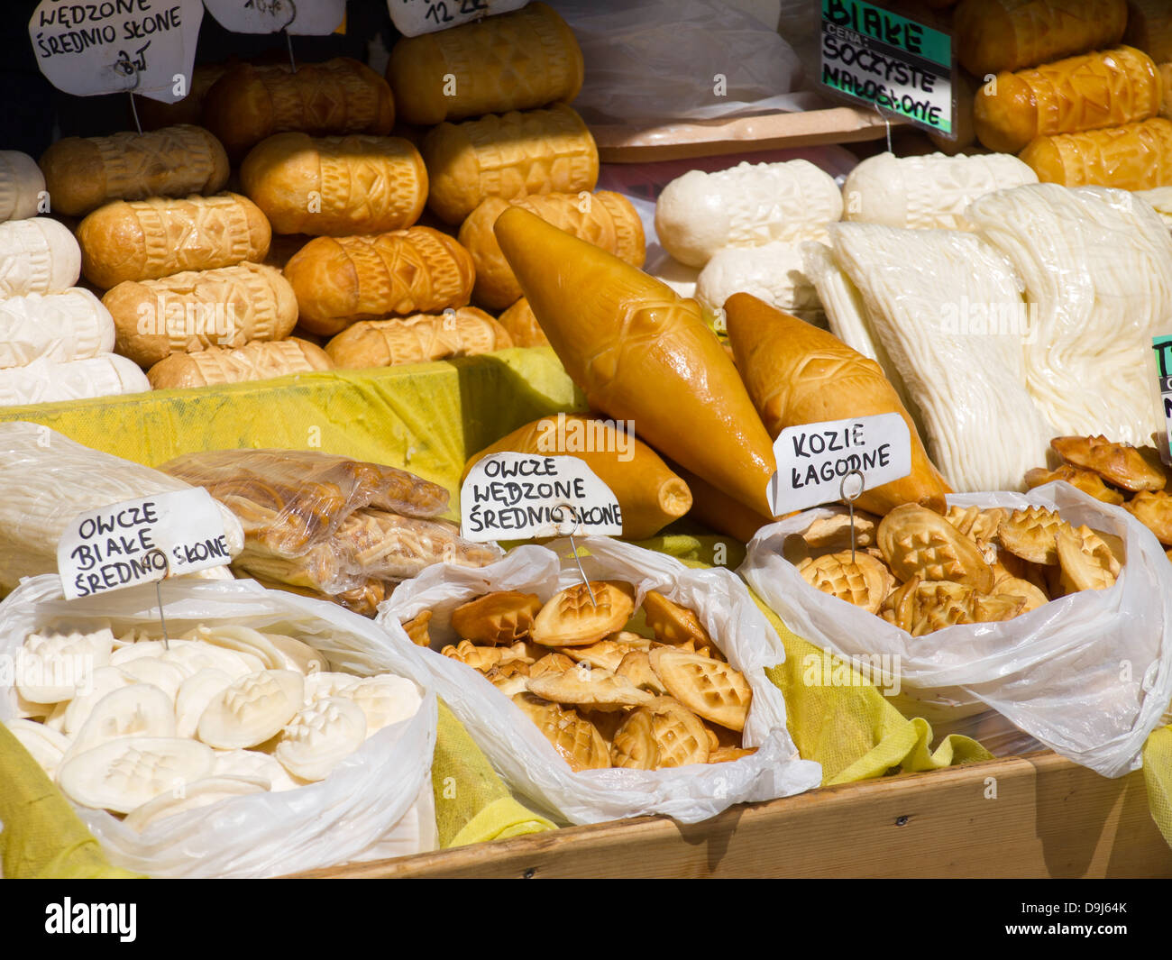 Polish mountain cheese called "oscypek" on a market in Zakopane, Poland ...