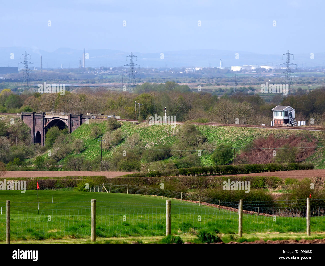 Old railway bridge and signal box Stock Photo - Alamy