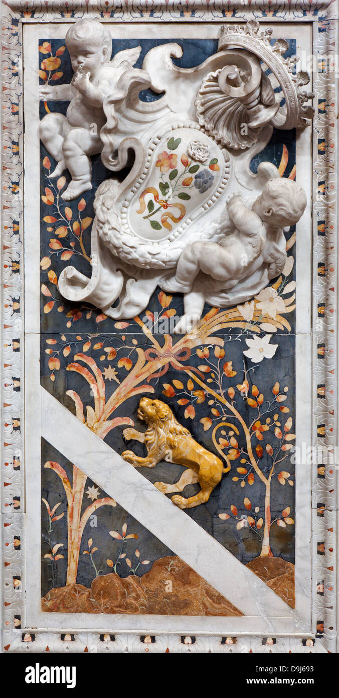 PALERMO - APRIL 8: Baroque relief in church Chiesa di Santa Caterina ...