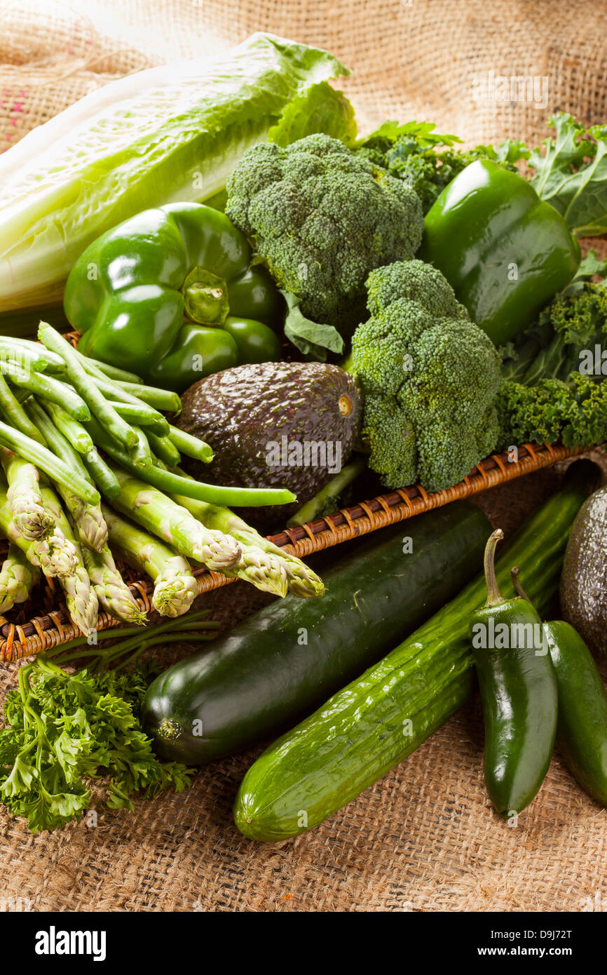 Group of Raw Fresh Organic Assorted Green Vegetables Stock Photo - Alamy