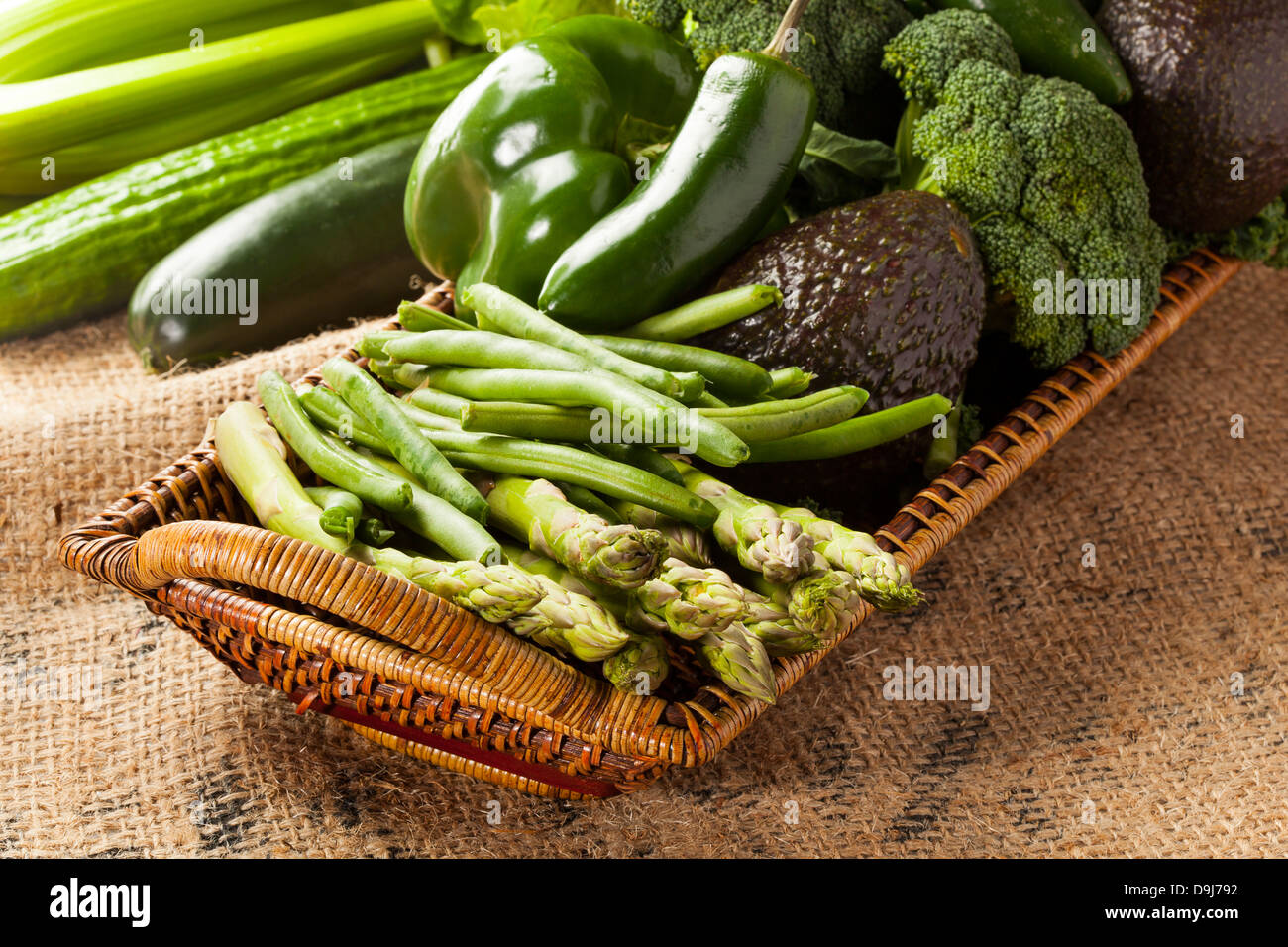 Group of Raw Fresh Organic Assorted Green Vegetables Stock Photo - Alamy