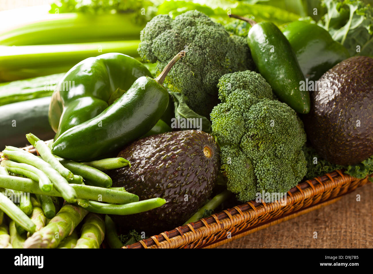 Group of Raw Fresh Organic Assorted Green Vegetables Stock Photo - Alamy