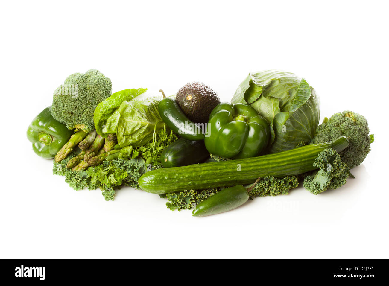 Group of Raw Fresh Organic Assorted Green Vegetables Stock Photo - Alamy