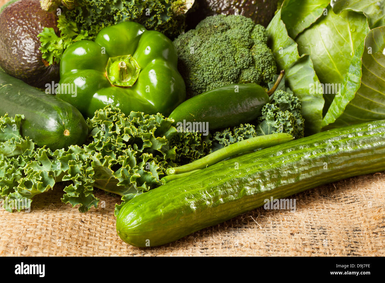 Group of Raw Fresh Organic Assorted Green Vegetables Stock Photo - Alamy