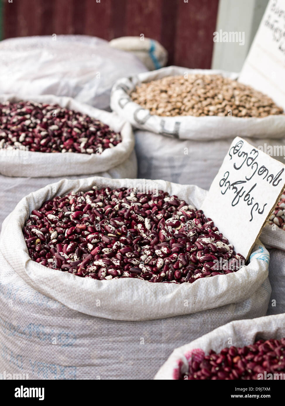 Different beans sold on a local market in Tbilisi, Georgia Stock Photo ...