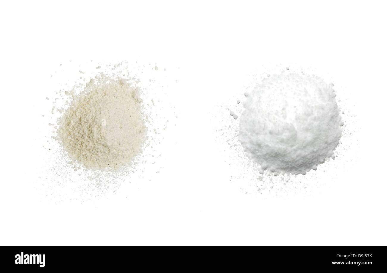 pile of loose white powder makeup cut out onto a white background Stock ...