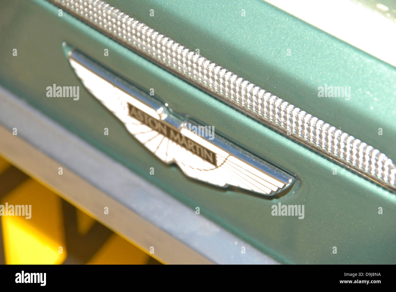 Aston Martin badge on rear of an Aston Martin DB9 Beaujolais Run 2007 ...