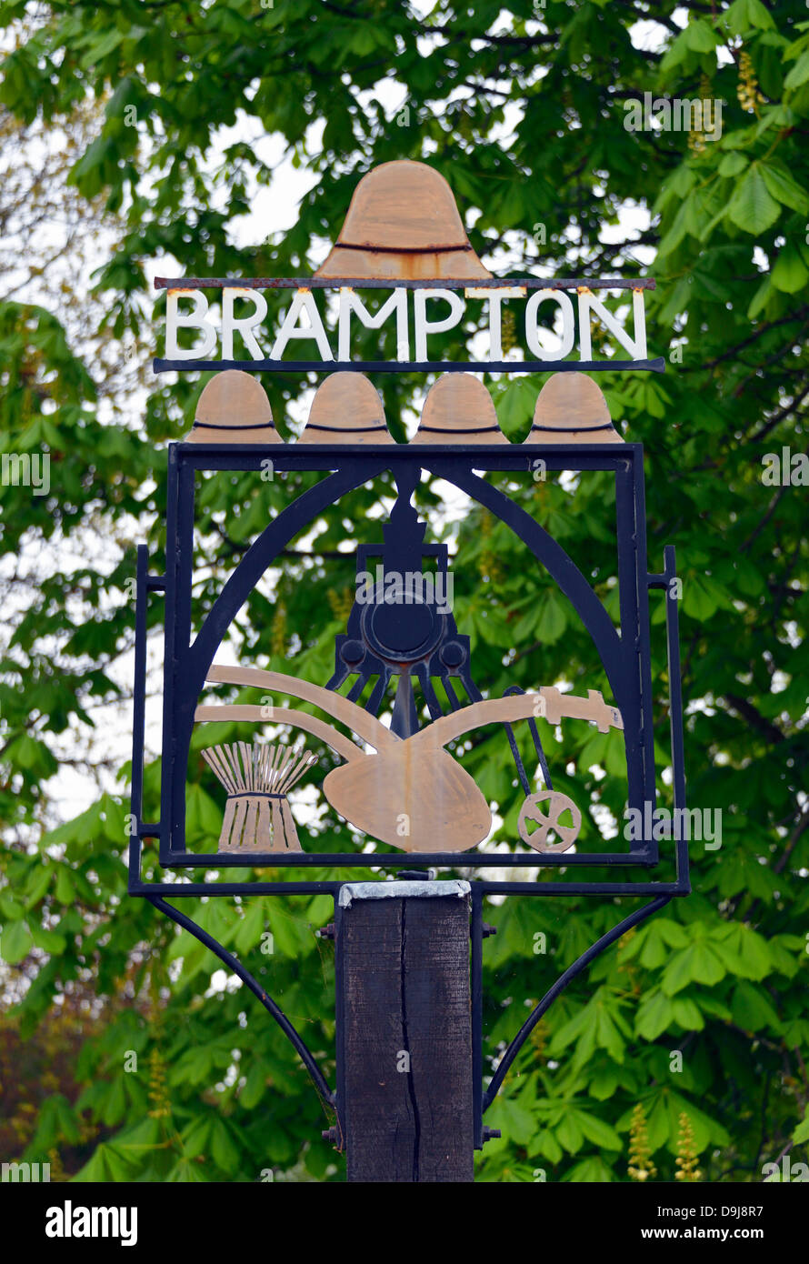 Village sign. Brampton, Suffolk, England, United Kingdom, Europe Stock ...