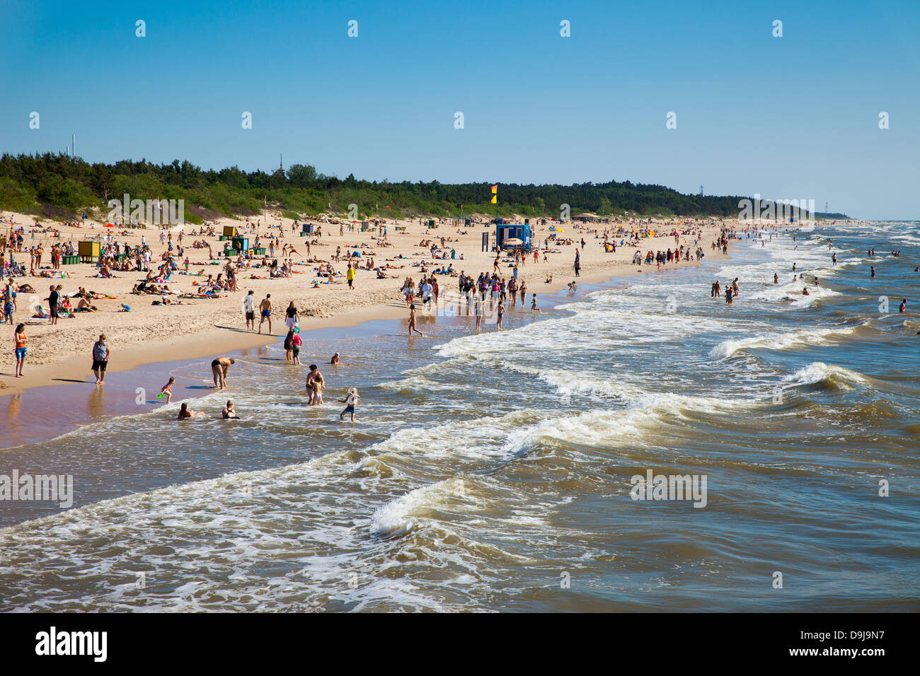 Palanga beach at summer full on people having fun. Palanga is a popular ...