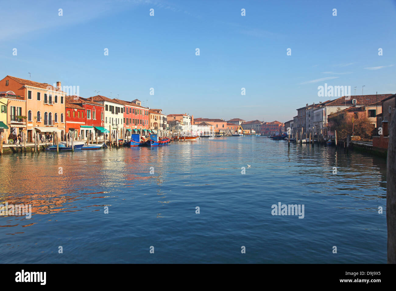 The colourful old buildings next to the canal at Murano Island Venice ...