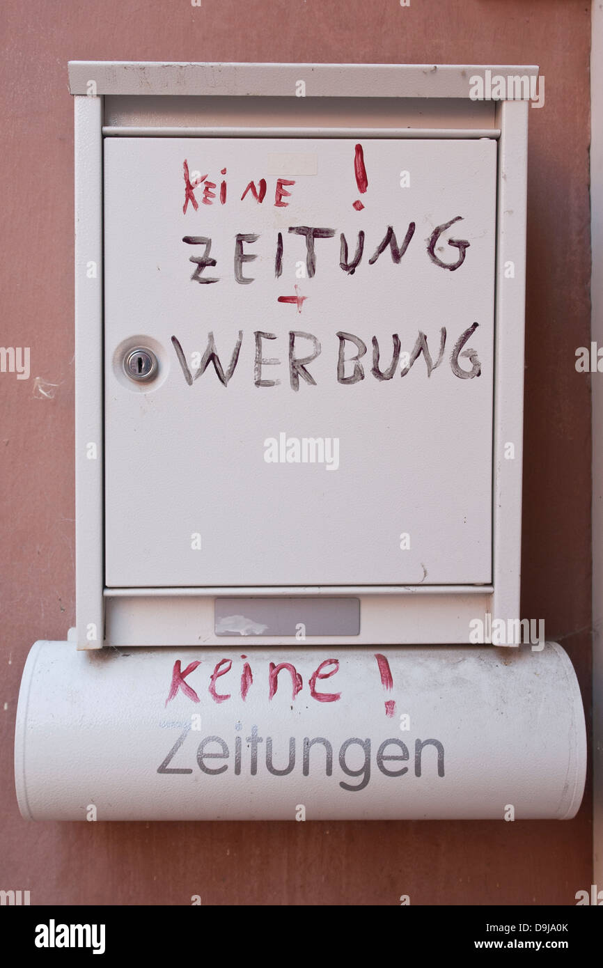 Mailbox with the label - No newspaper and advertisement, character box ...