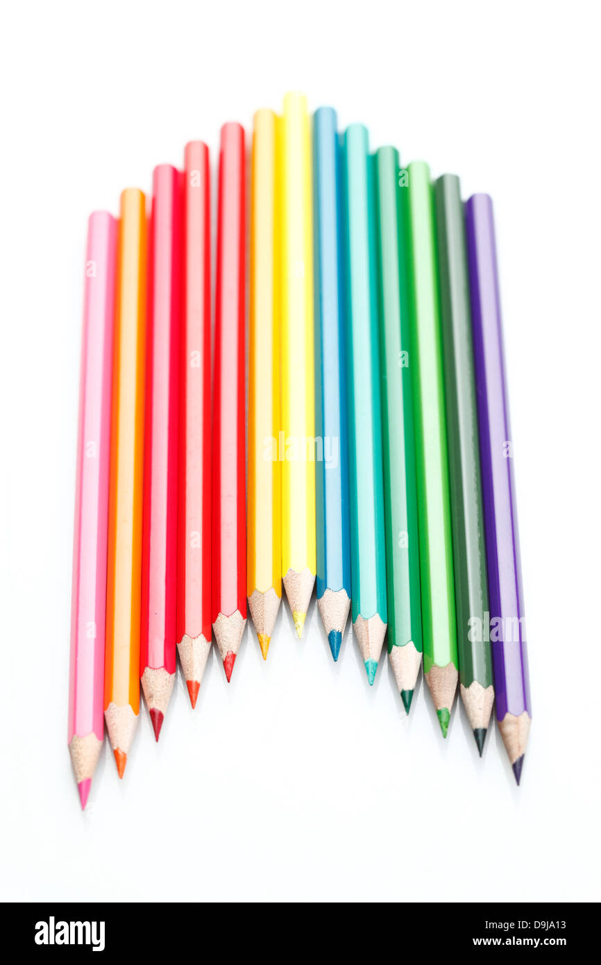 A colored pencil arranged in a shape Stock Photo - Alamy