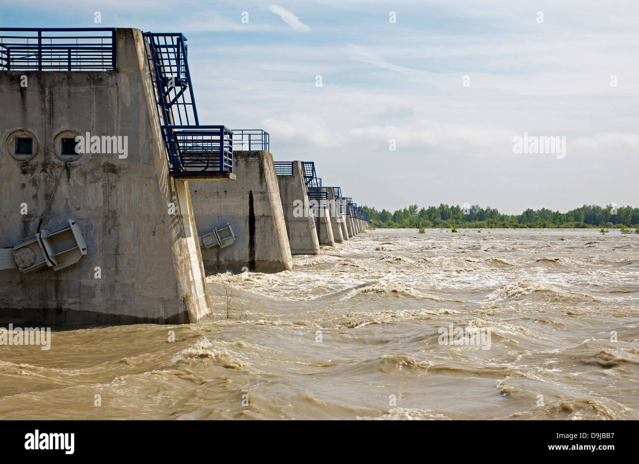 Danube waves at flood by highest measured water beyond Cunovo barrage ...