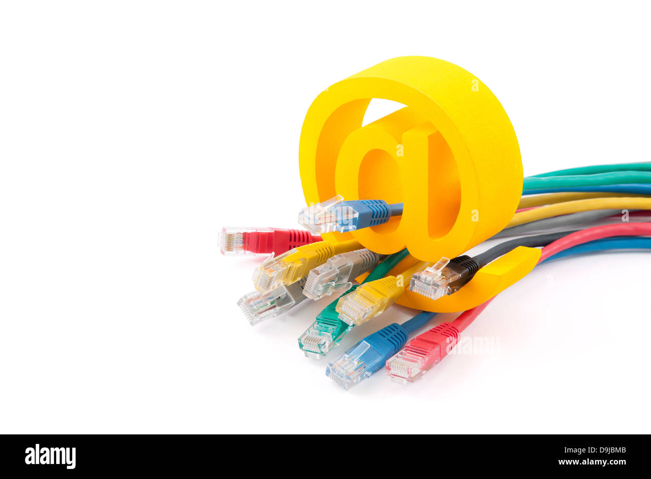 Computer network cables and email symbol with clipping path Stock Photo ...