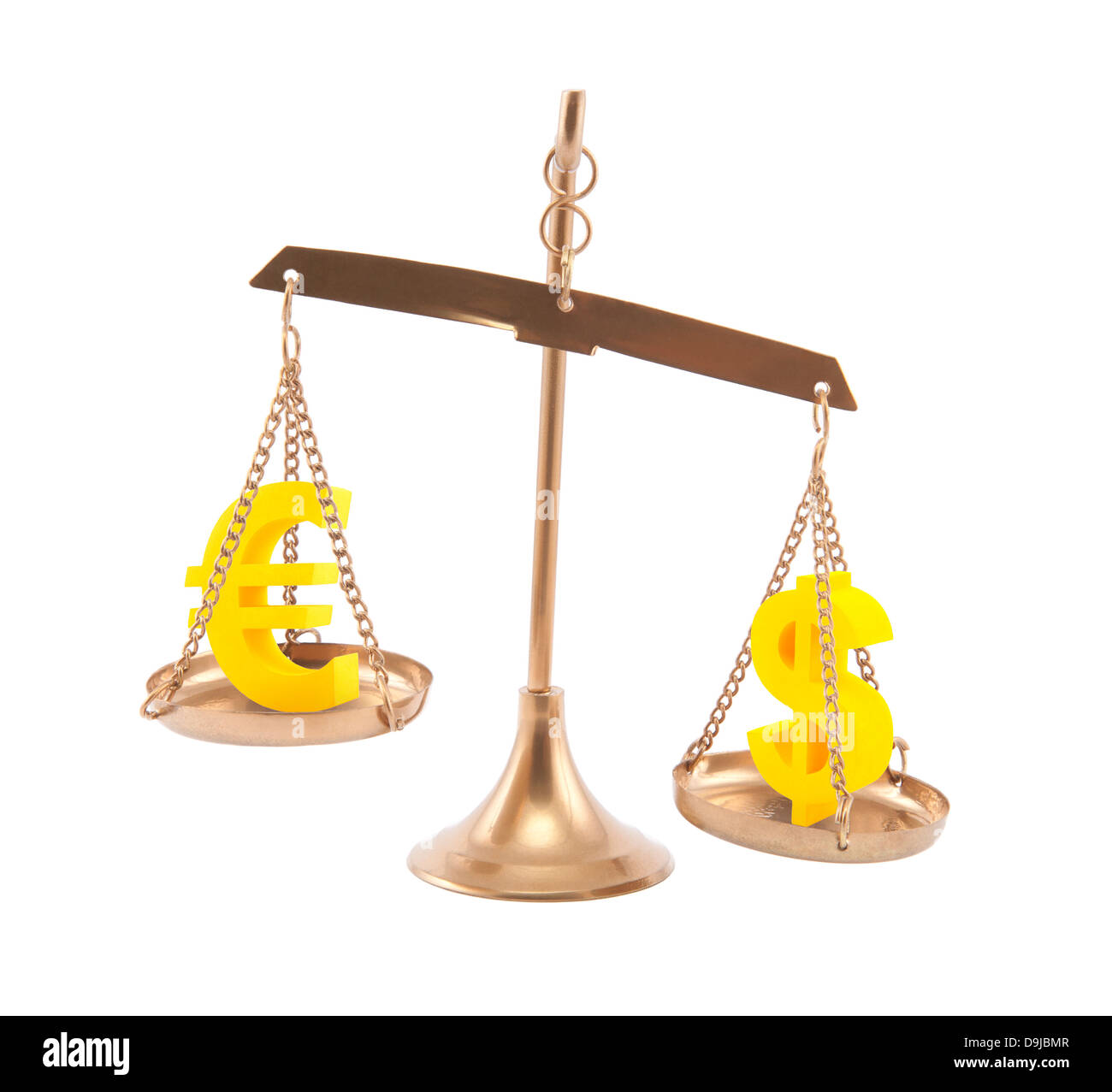 Euro and Dollar signs on scales isolated on white Stock Photo - Alamy