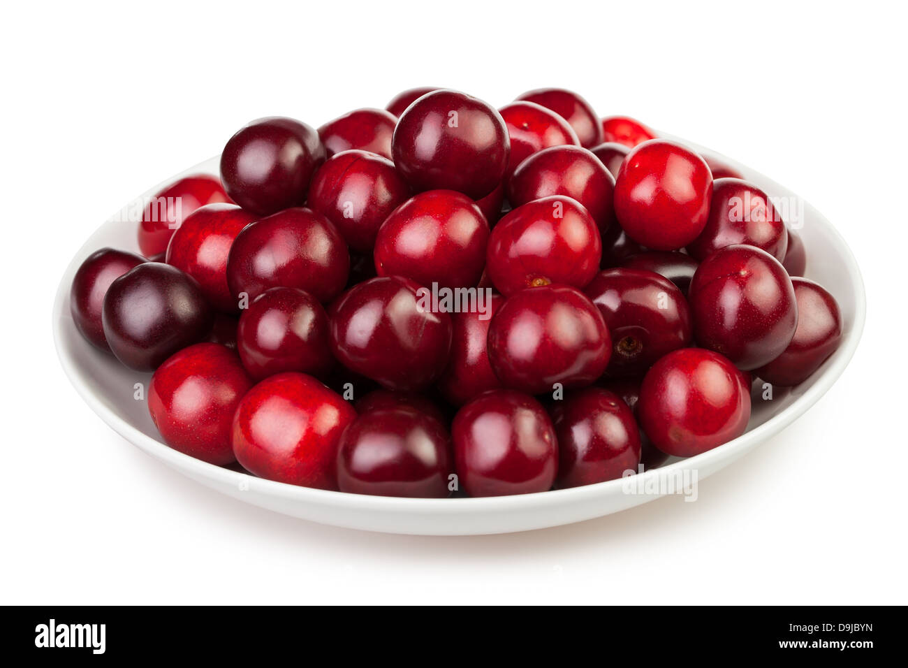 cherry plate on white background Stock Photo - Alamy