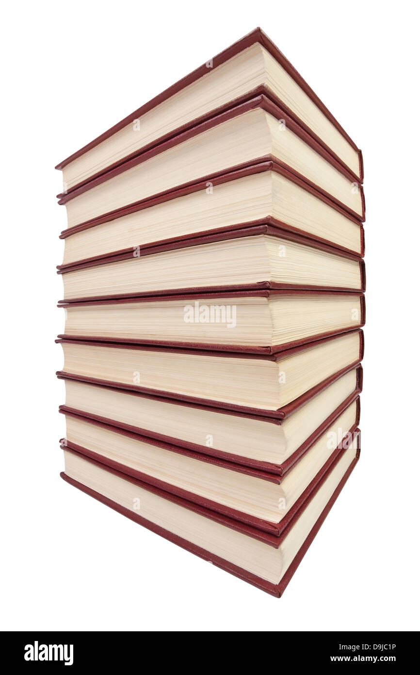 books pile on white background red Stock Photo - Alamy