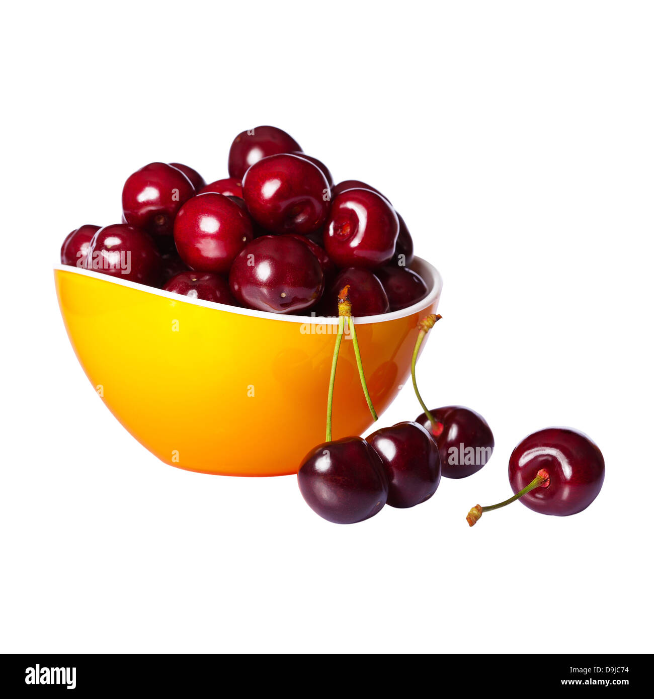 perfect sweet cherries with leaf isolated on white background Stock ...