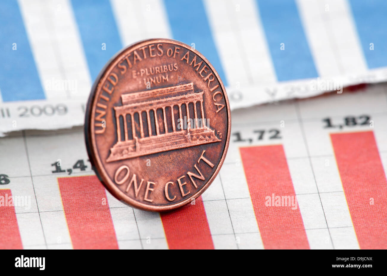 American one cent on newspaper chart Stock Photo - Alamy
