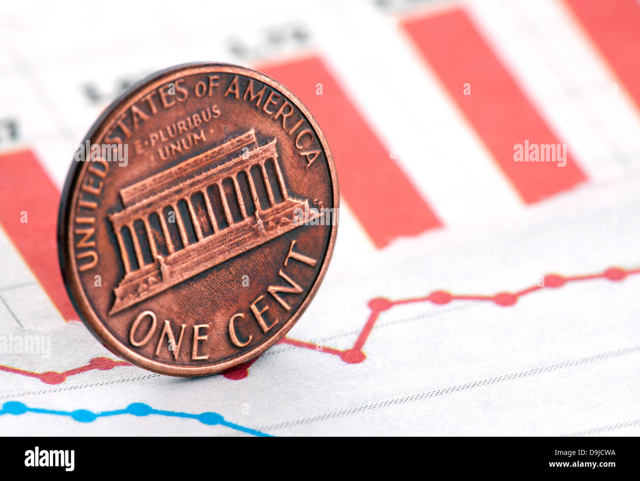 American one cent on newspaper chart Stock Photo - Alamy
