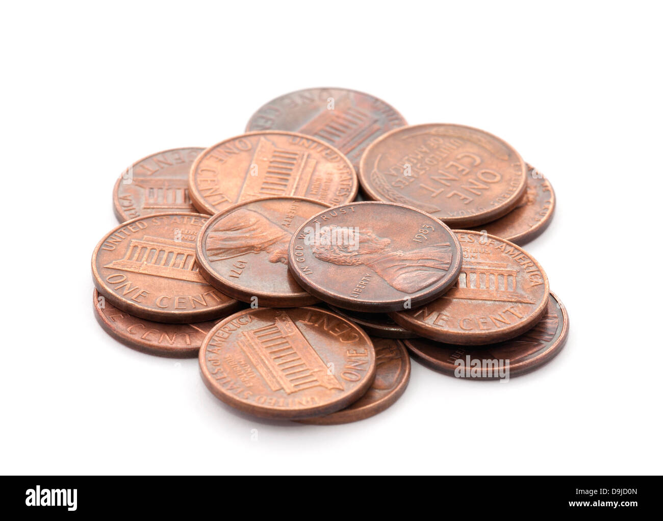 American cents on white background Stock Photo - Alamy