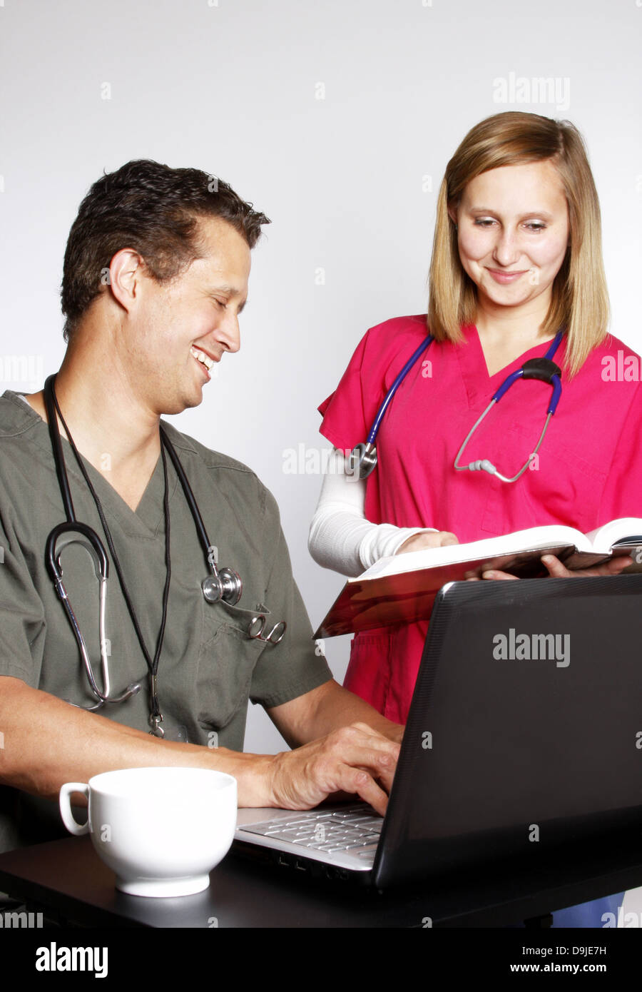 Two medical students studying together Stock Photo - Alamy